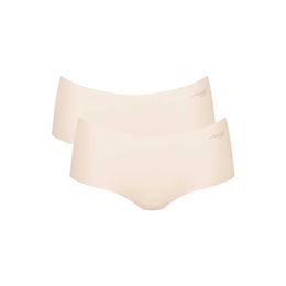 Panty Sloggi "Panty Zero Microfiber Shorts 2.0 2er Pack", Damen, Gr. S, beige (creme), Obermaterial: 76% Polyamid PA. 24% Elasthan EL., Unterhosen Panty
