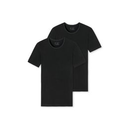 T-Shirt Schiesser "T-Shirt 2PACK T-shirt 2er Pack", Damen, Gr. L, schwarz, Obermaterial: 95% Baumwolle CO. 5% Elasthan EL., Shirts T-Shirt