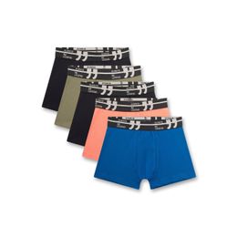 Boxershorts Sanetta "Boxershort 5er Pack", Jungen, Gr. 164, bunt (schwarz, blau, orange), Obermaterial: 95% Baumwolle CO. 5% Elasthan EL., Unterhosen