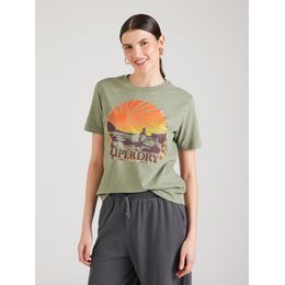 Superdry & Co T-Shirt 'TRAVEL SOUVENIR' Damen Gr&ouml;&szlig;e XXS gelb / gr&uuml;n / orange / schwarz