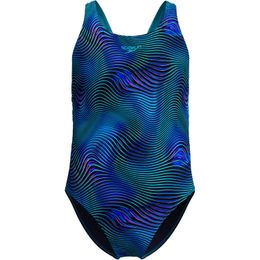 Speedo Print Leaderback One Piece Badeanzug M&auml;dchen - Gr&ouml;&szlig;e 164 - blau