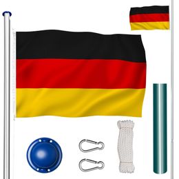 TecTake&reg; Aluminium Fahnenmast, wetterfest, 6,25 m, inklusive Seilzug und Bodenh&uuml;lse