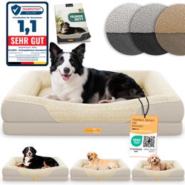 ELONEO Orthop&auml;disches Hundebett, Creme - Gr&ouml;&szlig;e M