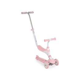 Byox Kinderroller Tristar 3 in 1 Roller Rutscher Schiebestange PU R&auml;der ABEC-5 rosa wei&szlig;