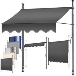 Kesser&reg; Klemmmarkise mit Handkurbel Balkon, Balkonmarkise ohne Bohren, UV-best&auml;ndig h&ouml;henverstellbar wasserabweisend , Sonnenschutz, Terrassen&uuml;berdachung , einfache Montage