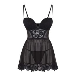Trendyol Set: Neglig&eacute;e und String 'Babydoll' Damen Gr&ouml;&szlig;e 42 schwarz