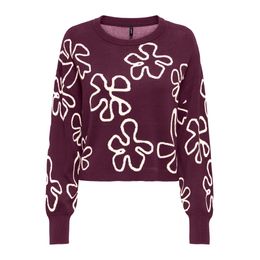 Only Pullover 'ONLMONTANA' Damen Gr&ouml;&szlig;e L weinrot / wei&szlig;