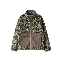 name it Fleecejacke 'NKFMEEKO' M&auml;dchen Gr&ouml;&szlig;e 140 beige / schlammfarben / schwarz