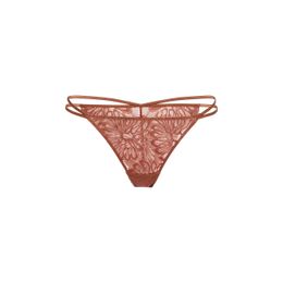 LSCN BY LASCANA Damen String, Gr. 32, braun, Spitze, Obermaterial: 87% Nylon, 13% Elasthan, unifarben, Unterhosen, aus bl&auml;ttriger Spitze