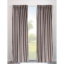 Vorhang OTTO HOME, B:140cm H:225cm, beige, Polyester, Wohnzimmer, Gardinen, "Velvet uni", Blickdichter Samt, 2-er Set, edel, Gardine, multifunktional