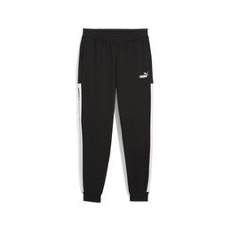 Puma Damen Sporthose "Around The Block Jogginghose Herren", schwarz, Gr. L, bedruckt, Obermaterial: 66% Baumwolle, 34% Polyester; Rippe: 3% Elasthan,