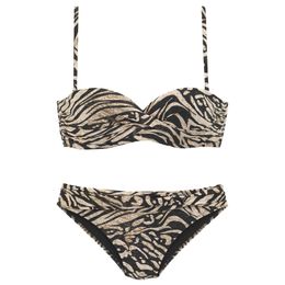 Bruno Banani Damen B&uuml;gel-Bandeau-Bikini, braun, Gr. 34, Animalprint, bedruckt, Microfaser, Polyamid, Bikini-Sets, in trendigem Animalprint