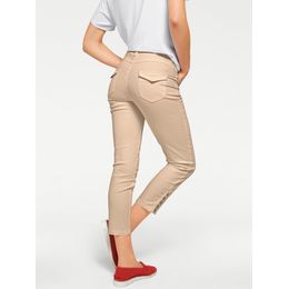 Heine Damen 7/8-Hose, beige, Gr. 50, unifarben, 98% Baumwolle, 2% Elasthan, Miedereinsatz:85% Polyester, 15% Elasthan, Hosen