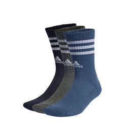 adidas Performance Athletic Socks '3-Stripes Cushioned Crew 3 Pairs' male Blue, Grey, Black size XL