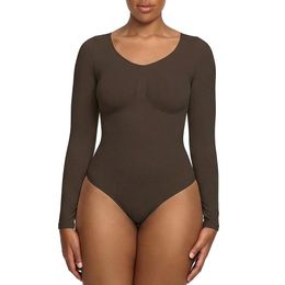 Cfab By Creamy Fabrics Shaping Bodysuit 'Bodysuit Sculpting Shapewear Longsleeve mit String' female Brown size XL