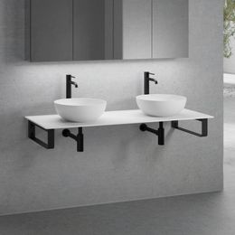neoro n50 Konsolenplatte mit Waschtisch doppelt B: 140,5 H: 30 T: 51,5 cm, 2#BN0106WM+BN0408WM+BN0504WM+2#BN000005+BN000002,