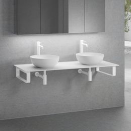 neoro n50 Konsolenplatte mit Waschtisch doppelt B: 140,5 H: 30 T: 51,5 cm, 2#BN0064WM+BN0408WM+BN0504WM+2#BN000004+BN000001,