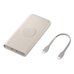 Samsung Powerbank "Induktive Powerbank 10.000 mAh 25 Watt", beige, 7,4 V 5.000mAh, Akkumulatoren, induktives Laden, PD, Super Fast Charging