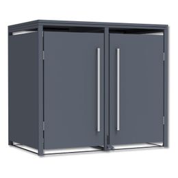 Tchibo - M&uuml;lltonnenbox mit Trethebel f&uuml;r 2 M&uuml;lltonnen &aacute; 240 l - 132x80x116cm - anthrazit - Stahl / Edelstahl