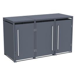 Tchibo - M&uuml;lltonnenbox mit Trethebel f&uuml;r 3 M&uuml;lltonnen &aacute; 240 l - 199x80x116cm - anthrazit - Stahl / Edelstahl