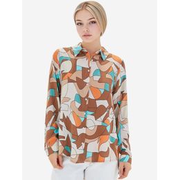 Bigdart Bluse Damen Gr&ouml;&szlig;e L camel / schoko / orange / wei&szlig;