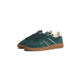 Plateausneaker Tommy Jeans "THE GREENWICH EDGE SUEDE", Damen, Gr. 42, gr&uuml;n, wei&szlig;, Lederimitat, Textil, Veloursleder, kontrastfarbene Details, Schuhe Plateausneaker, Freizeitschuh, Halbschuh, Schn&uuml;rschuh mit gepolstertem Schaftrand