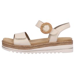 Keilsandalette Remonte, Damen, Gr. 37, beige (hellbeige), Leder, unifarben, Schuhe Keilsandalette, Sommerschuh, Riemchensandale mit praktischen Klettverschl&uuml;ssen