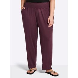 Jerseyhose sheego, Damen, Gr. 44, Normalgr&ouml;&szlig;en, burgund, 95% Viskose, 5% Elasthan, unifarben, Hosen Jerseyhose