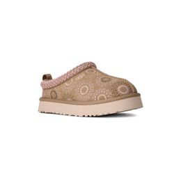 UGG Australia Clog UGG "TAZZ SUN STITCH", M&auml;dchen, Gr. 1 (32,5), taupe, Veloursleder, Schuhe Clog, Schlupfschuh, Mule mit trendiger Stickerei