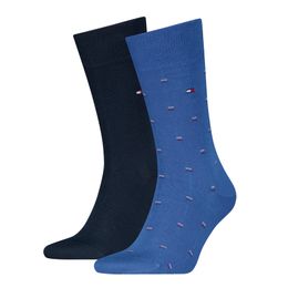 Socken Tommy Hilfiger "TH MEN SOCK 2P MICRO PATTERN", Herren, Gr. 39-42, blau, Obermaterial: 76% Baumwolle, 23% Polyamid, 1% Elasthan, Socken Socken