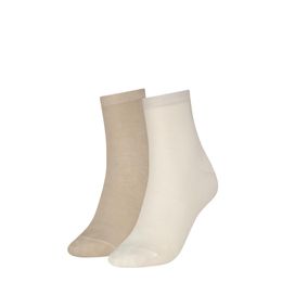 Kurzsocken Tommy Hilfiger "TH WOMEN CASUAL SHORT SOCK 2P", Damen, Gr. 39-42, sand, Baumwollmischung, normal, Socken Kurzsocken, Mit flacher Zehennaht