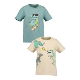 T-Shirt Blue Seven "Blue Seven 2er Pack Jungen T-Shirts mit Dinosauriern", Jungen, Gr. 134, m001, multipack 1, 100% Baumwolle, normal, Rundhals, Shirts T-Shirt