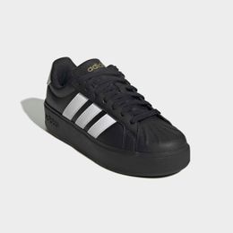 Plateausneaker adidas Sportswear "STREETTALK BOLD", Damen, Gr. 40,5, core schwarz, ftwr wei&szlig;, matte gold, Synthetik, Schuhe Plateausneaker, inspiriert vom Design des adidas Superstar