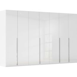 Dreht&uuml;renschrank Rauch "Kleiderschrank Schrank Garderobe W&auml;scheschrank BESTSELLER MONTCLAR", alpinwei&szlig;, hochglanz wei&szlig;, griffe chrom, B:350cm H:223cm T:60cm, Holzwerkstoff, Schr&auml;nke, Dreht&uuml;renschrank, Front in Glas/Hochglanz/Dekor/Grauspiegel in 5 Breiten MADE IN GERMANY