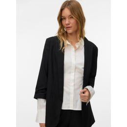 V&eacute;ro Moda Longblazer VERO MODA "VMHAILEY 3/4 REGULAR BLAZER NOOS", Damen, Gr. 40, schwarz, Web, Obermaterial: 80% Polyester, 20% Viskose, unifarben, Po-bedeckend, tiefer V-Ausschnitt, Blazer Longblazer