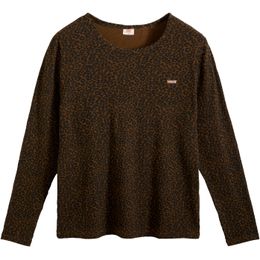 LEVI'S&reg; PLUS Langarmshirt LEVI'S PLUS "PL HAYES LS", Damen, Gr. XXL (50/52), braun, Feinripp, Obermaterial: 96% Baumwolle, 4% Elasthan, unifarben, figurbetont h&uuml;ftbedeckend, Rundhals, Shirts Langarmshirt, in figurbetonter Passform