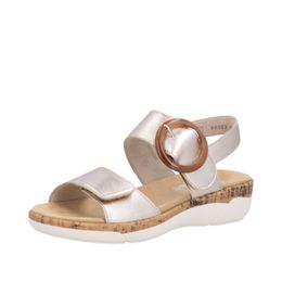 Sandale Remonte, Damen, Gr. 41, kupferfarben, Leder, metallic, Basic, Schuhe Sandale, Klettschuh, Sommerschuh, Sandalette mit herausnehmbarem Fu&szlig;bett