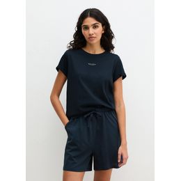 Marc O'Polo Shorty MARC O'POLO "Mix N Match Cotton Pyjama Set Short", Damen, Gr. XL, schwarz navy, Jersey, Obermaterial: 100% Baumwolle, bequem kurz, Rundhals, Homewear-Sets Shorty, mit kurzem Arm und Rundhalsausschnitt, Hose mit Gummizug, Topseller