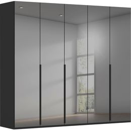 Dreht&uuml;renschrank Rauch "Kleiderschrank Schrank Garderobe W&auml;scheschrank BESTSELLER MONTCLAR", schwarz, grauspiegel, griffe schwarz, B:251cm H:223cm T:60cm, Holzwerkstoff, Schr&auml;nke, Dreht&uuml;renschrank, Front in Glas/Hochglanz/Dekor/Grauspiegel in 5 Breiten MADE IN GERMANY