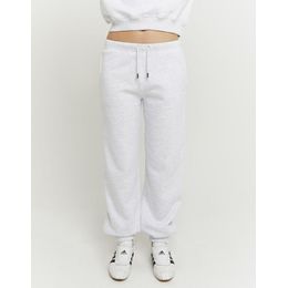 Sweathose Tally Weijl "SPACOLUCAS", Damen, Gr. 38, N-Gr, gris chin&eacute; light, Sweatware, Obermaterial: 65% Baumwolle, 35% Polyester, meliert, regular fit lang, Hosen Sweathose, Baumwollmischung, bequem