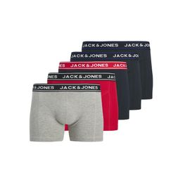Jack & Jones Trunk JACK & JONES "JACHECTOR SOLID TRUNKS 5 PACK POLY", Herren, Gr. S, 5 Stk., light grau melange pack:navy blazer, navy blazer, navy blazer, true rot, Jersey, Obermaterial: 95% Baumwolle, 5% Elasthan, meliert, bequem, Unterhosen Trunk