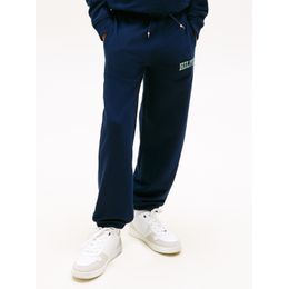Sweathose Tommy Hilfiger "HILFIGER VARSITY SWEATPANTS", Jungen, Gr. 16 (176), N-Gr, schwarz night navy, Sweatware, Obermaterial: 80% Baumwolle, 20% Polyester, unifarben, regular fit lang, Hosen Sweathose, Kinder bis 16 Jahre, regular fit