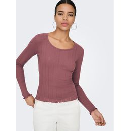 Langarmshirt Only "ONLTENNA O-NECK L/S TOP JRS NOOS", Damen, Gr. M, rose braun, Jersey, Obermaterial: 50% Baumwolle, 50% Polyester, unifarben, regular fit normal, Rundhals, Shirts Langarmshirt