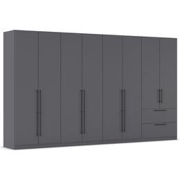 Kleiderschrank Rauch "Dreht&uuml;renschrank Schrank Garderobe W&auml;scheschrank Schlafzimmer AVOLA", grau (graumetallic), B:360cm H:229cm T:54cm, Holzwerkstoff, Schr&auml;nke, Kleiderschrank, mit hochwertigen Stangengriffen aus Metall in Schwarz MADE IN GERMANY