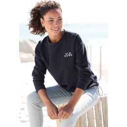 Sweatshirt ELBSAND "Carisa", Damen, Gr. XL (42), marine, Sweatware, Obermaterial: 95% Baumwolle, 5% Elasthan, unifarben, figurumspielend h&uuml;ftlang, Rundhals, Sweatshirts Sweatshirt, mit verstellbarem Gummizug am Saum, Topseller