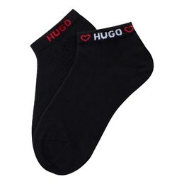Kurzsocken HUGO UNDERWEAR, Damen, Gr. 35-38, schwarz 001, Baumwollmischung, elastisch, Socken Kurzsocken, Logos am Rand