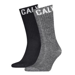 Socken Calvin Klein Jeans "CKJ MEN SOCK 2P RIBBON LOGO", Herren, Gr. - (40/46), schwarz, Obermaterial: 69% Baumwolle, 29% Polyamid, 2% Elasthan, Socken Socken