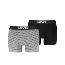 Levi's Boxershorts LEVI'S "LEVIS MEN LOGO AOP BOXER BRIEF 2P", Herren, Gr. L, grau, schwarz, Single Jersey, Obermaterial: 95% Baumwolle, 5% Elasthan, k&ouml;rpernah, Unterhosen Boxershorts