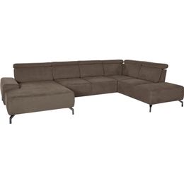 Sit & More Wohnlandschaft SIT & MORE "Gizeh U-Form", braun (chocco), B:340cm T:230cm, Sofas, Wohnlandschaft, 15 cm Fu&szlig;h&ouml;he, inklusive Sitztiefenverstellung und Kopfteilverstellung
