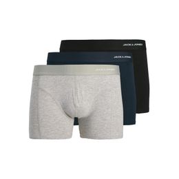 Jack & Jones Trunk JACK & JONES "JACGABRIEL BAMBOO TRUNKS 3 PACK SN", Herren, Gr. XXL, 3 Stk., schwarz pack:lgm, navy blazer, Jersey, Obermaterial: 65% Viskose, 30% Baumwolle, 5% Elasthan, unifarben, figurbetont, Unterhosen Trunk